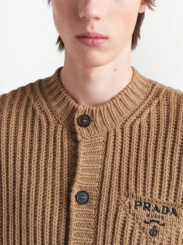 PRADA ダークブラウン カーディガン Dark Brown Cashmere Cardigan | PRADA