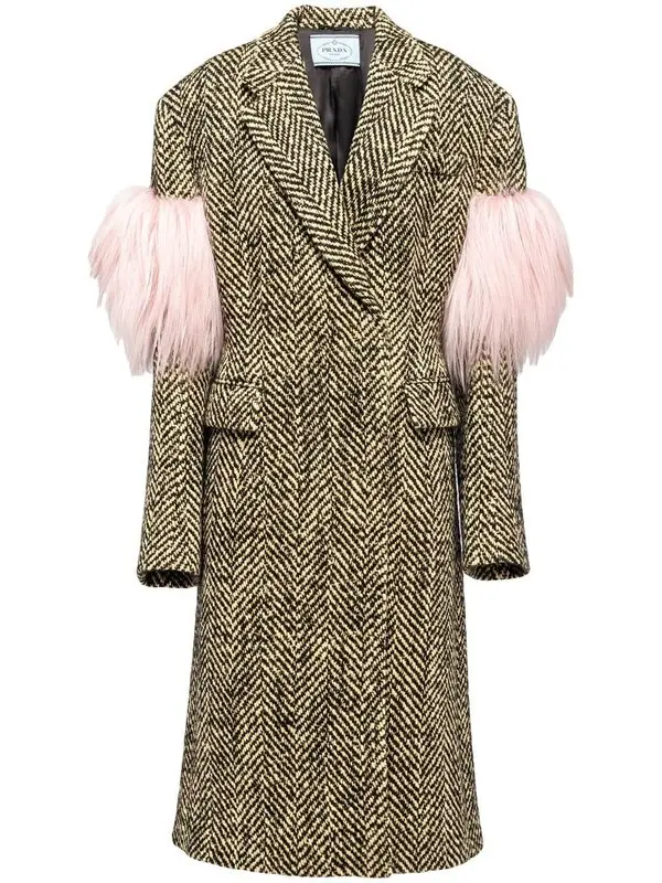 Prada Double-breasted Shearling Coat