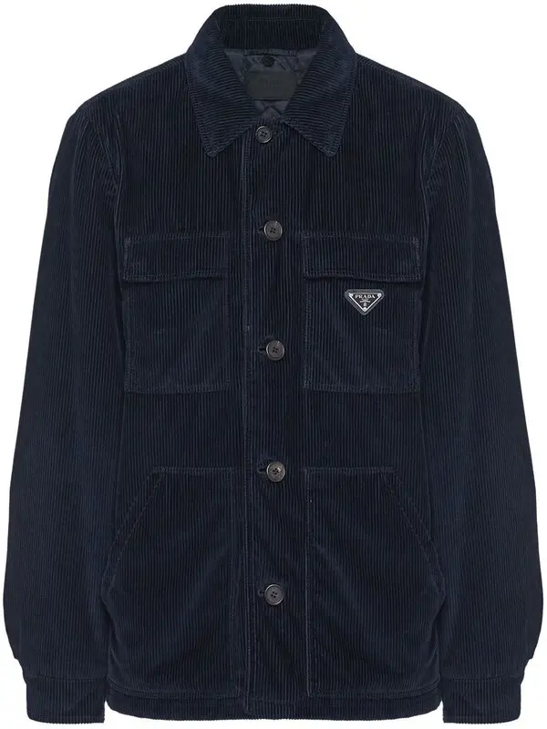 Prada Corduroy Shirt Jacket - Blue | Editorialist