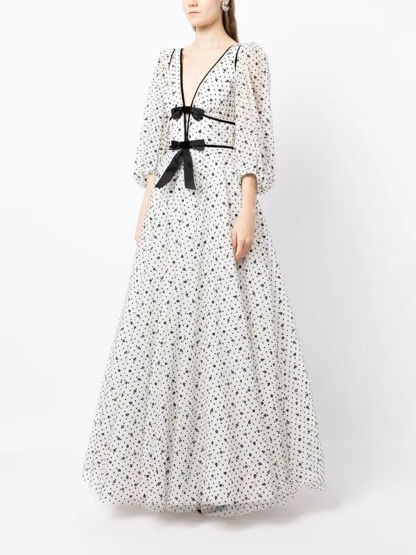 Jenny Packham Purdy Bow-Detail Polka-Dot Gown In White - 69% Off |  Editorialist