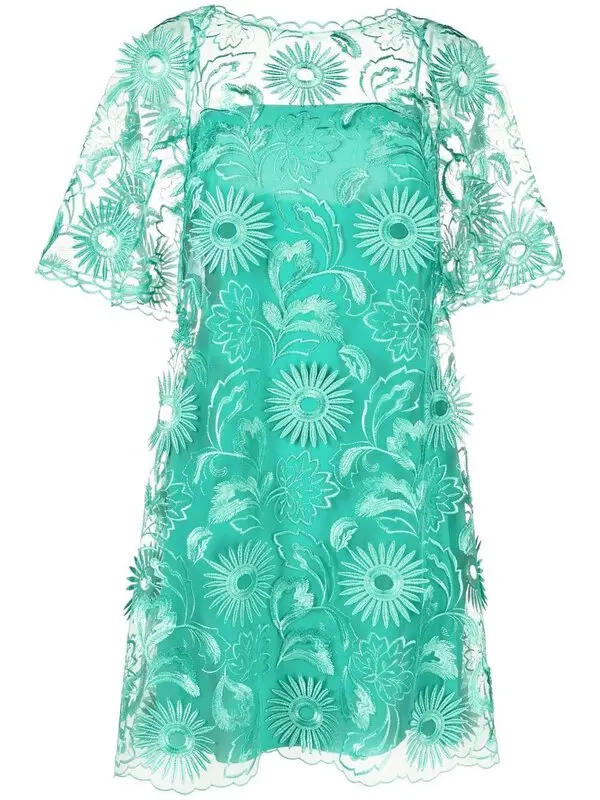 Alberta Ferretti Floral-embroidered Mini Dress