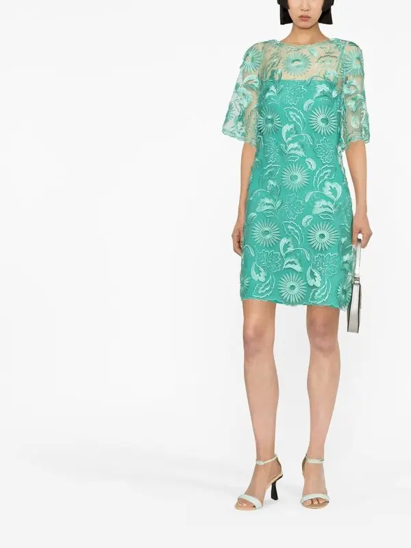 Alberta Ferretti Floral-embroidered Mini Dress