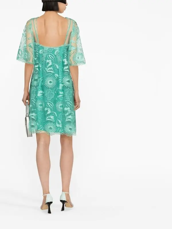Alberta Ferretti Floral-embroidered Mini Dress