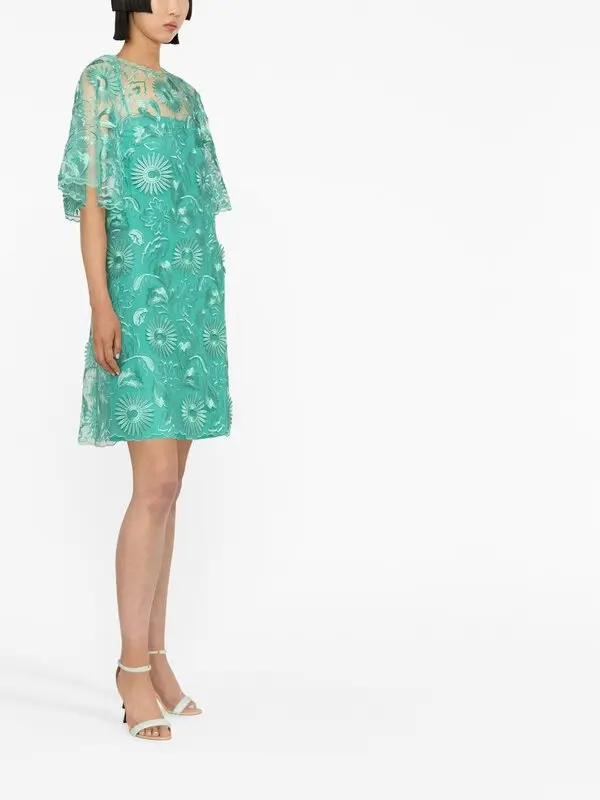 Alberta Ferretti Floral-embroidered Mini Dress