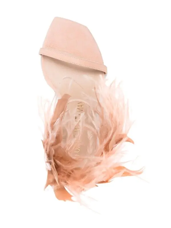 STUART WEITZMAN Plume 100 Feather-trimmed Sandals - Pink