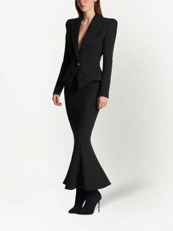 Balmain Midi Ruffle Hem Skirt