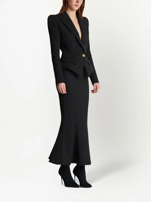 Balmain Midi Ruffle Hem Skirt