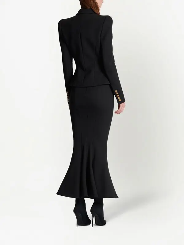 Balmain Midi Ruffle Hem Skirt