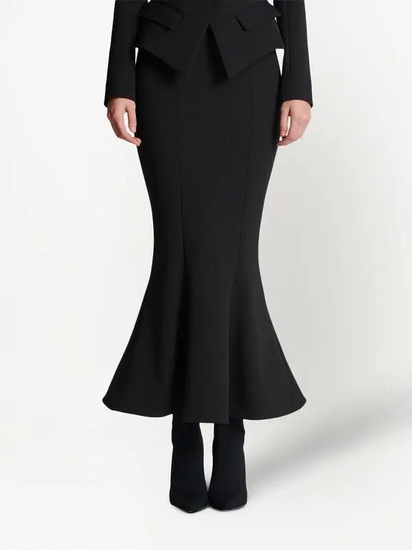Balmain Midi Ruffle Hem Skirt