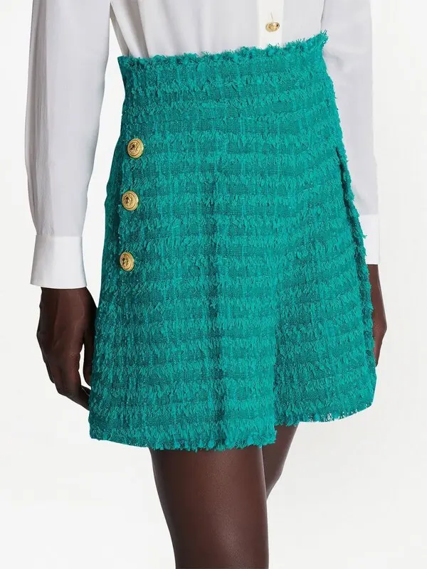Balmain Tweed Tailored Shorts - Green
