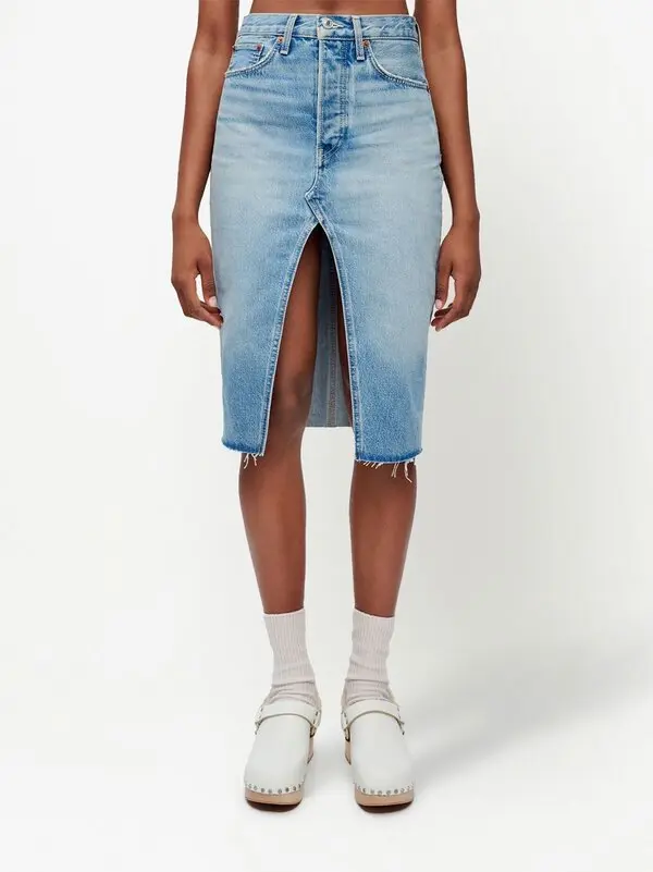 RE/DONE Organic Cotton Denim Midi Skirt