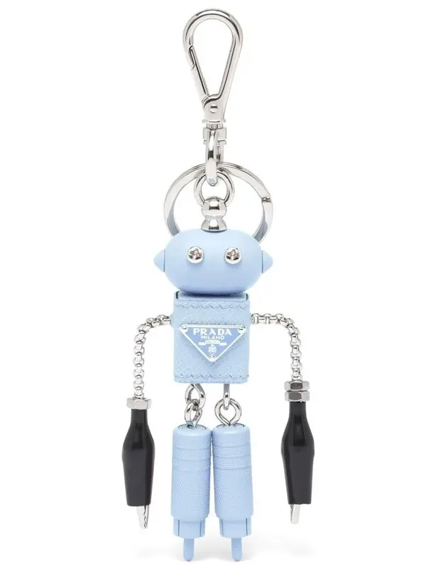 Prada Saffiano Leather Robot Keychain - Blue | Editorialist