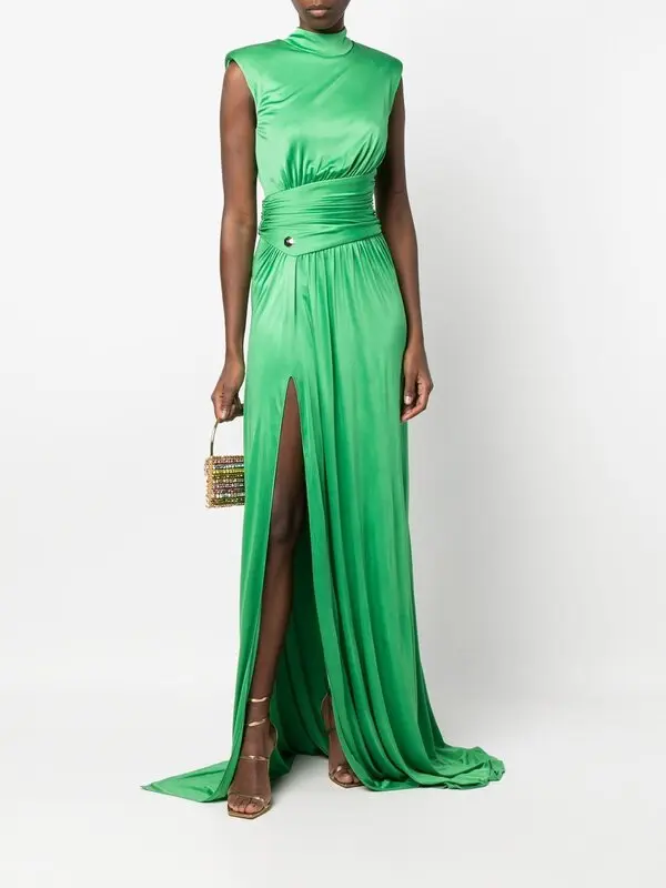 Philipp Plein Ruched-detail Satin Gown