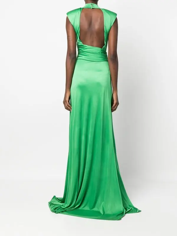 Philipp Plein Ruched-detail Satin Gown