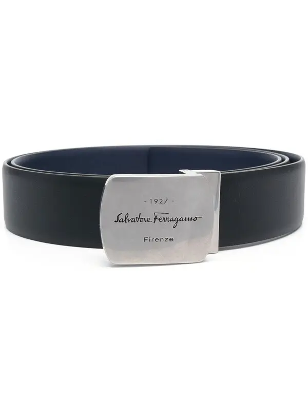 FERRAGAMO Logo-buckle Leather Belt - Black