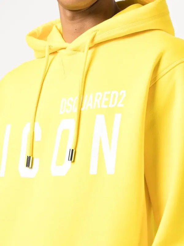 Dsquared2 Cotton Hoodie With Logo - Yellow