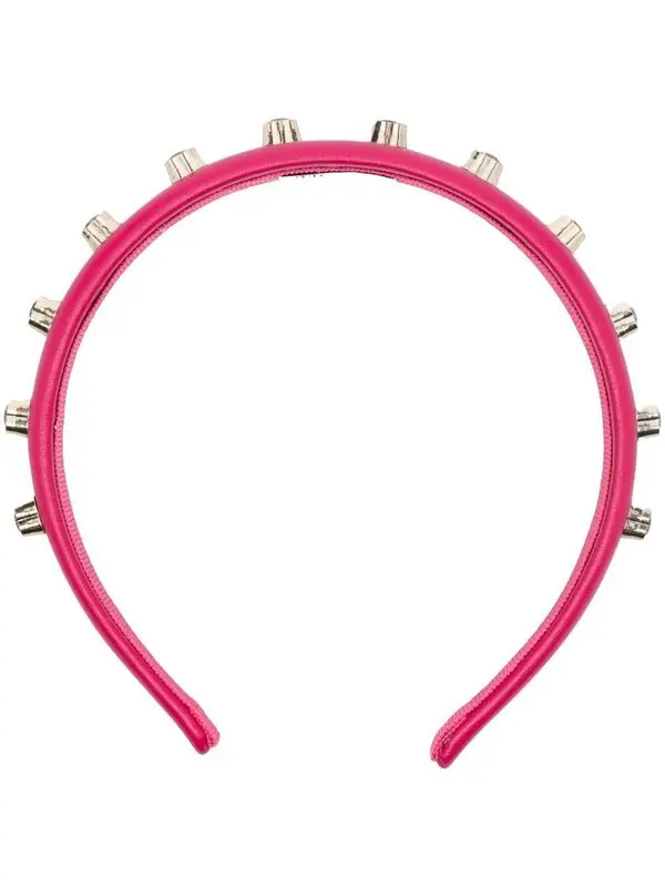 Red Valentino Crystal-embellished Leather Headband - Pink