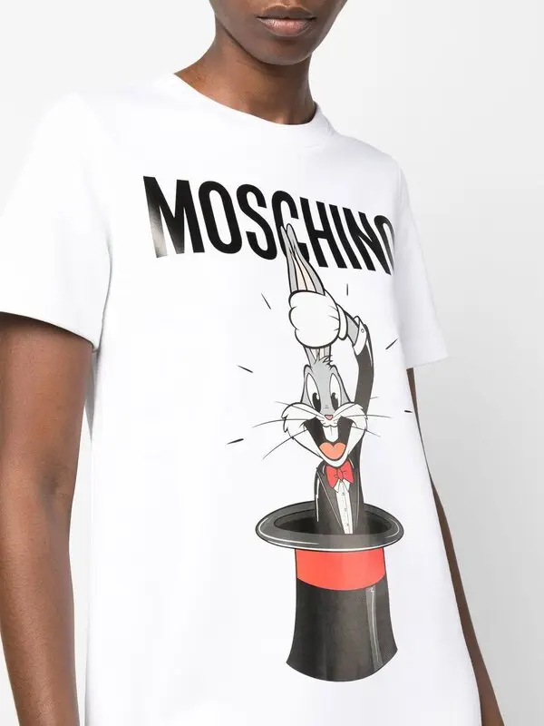 Moschino Bugs Bunny Print Cotton Jersey Dress