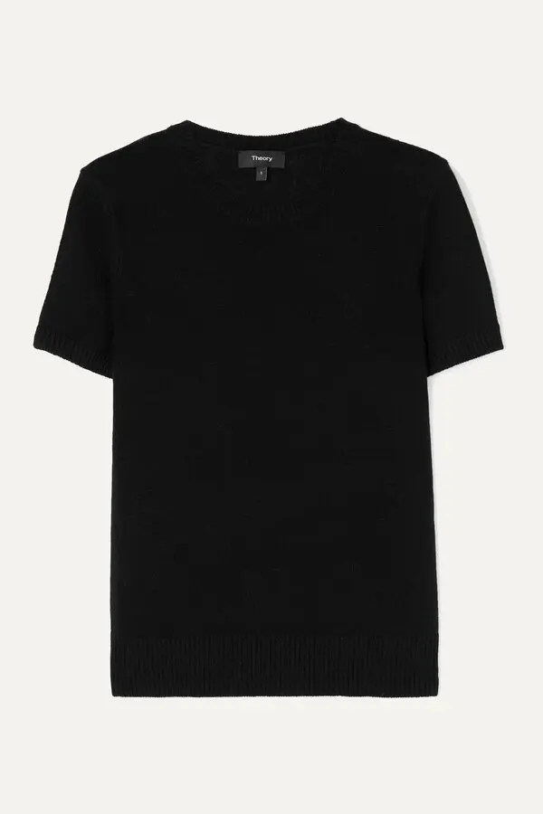 Theory Basic Feather Cashmere Tee - Black