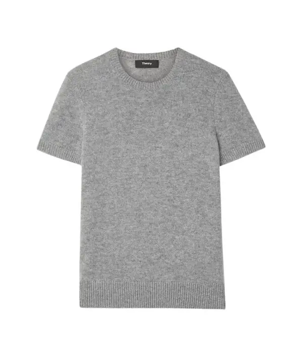 Theory Basic Feather Cashmere Tee - Gray