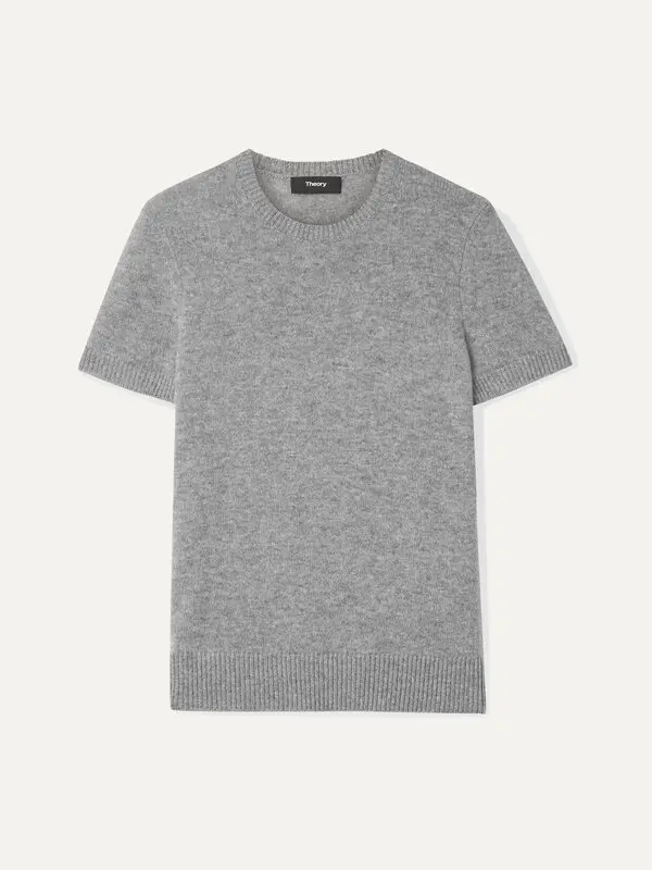 Theory Basic Feather Cashmere Tee - Gray