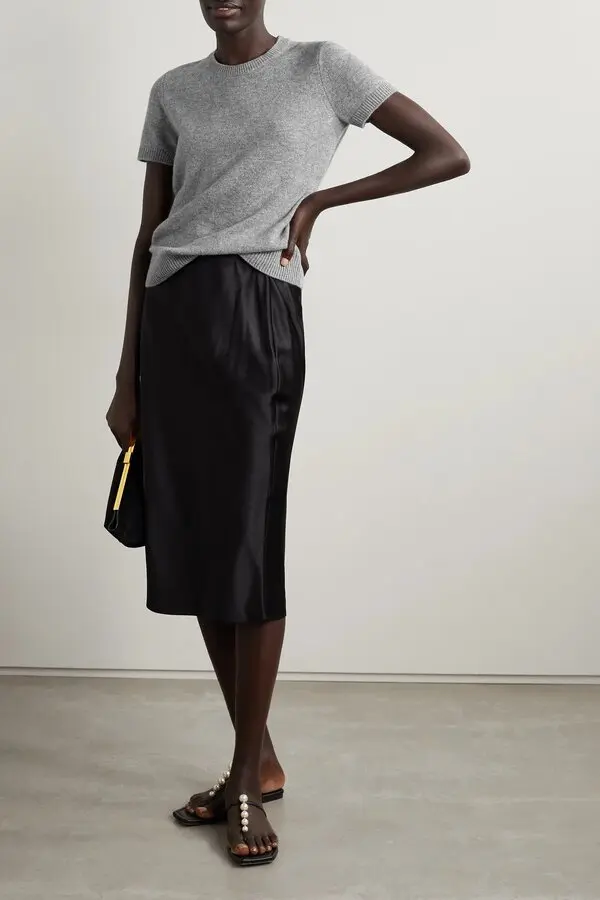 Theory Basic Feather Cashmere Tee - Gray