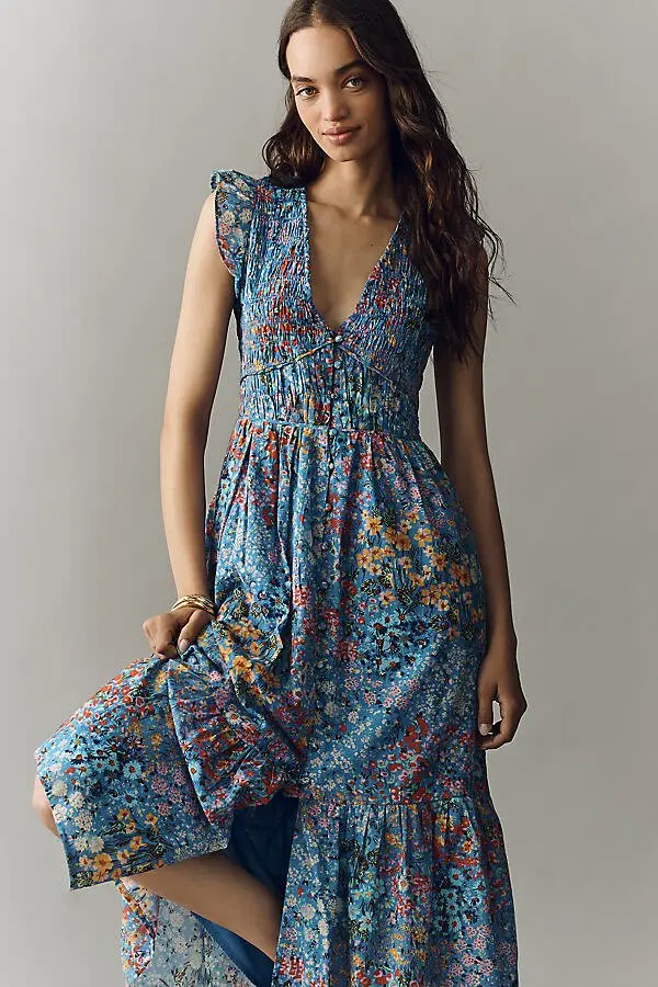 Anthropologie The Peregrine Midi Dress - Light Blue