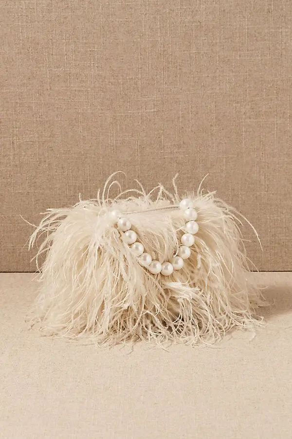 Anthropologie Elene Feather Bag - Ivory