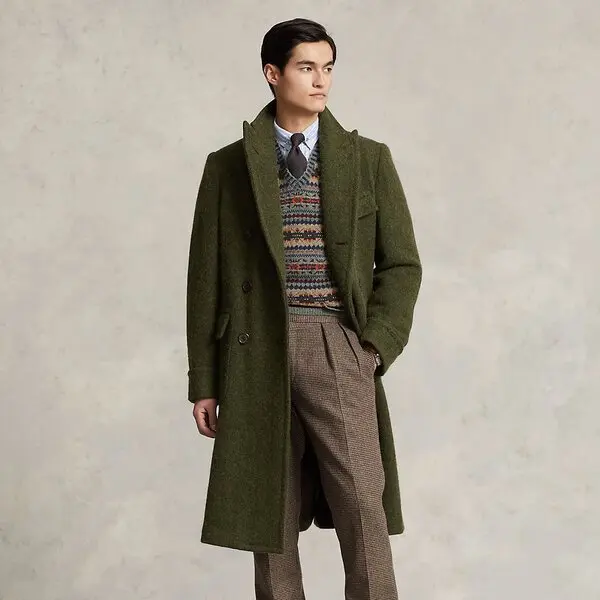 Polo by Ralph Lauren tweedフィールドチェスターコート Ralph Lauren Wool Tweed Polo Coat In Olive/Brown - 30% Off