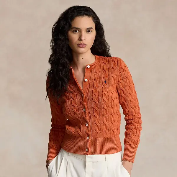 Ralph Lauren Cable-knit Cotton Cardigan - Soft Papaya