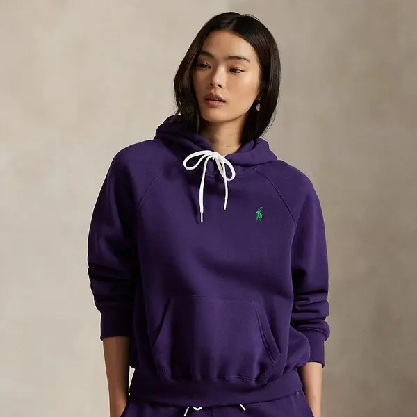 Ralph Lauren Shrunken Fit Fleece Hoodie - Wimbledon Purple