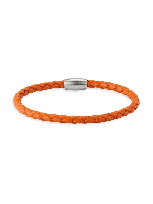 JAN LESLIE Magnet Clasp Leather Bracelet - Orange