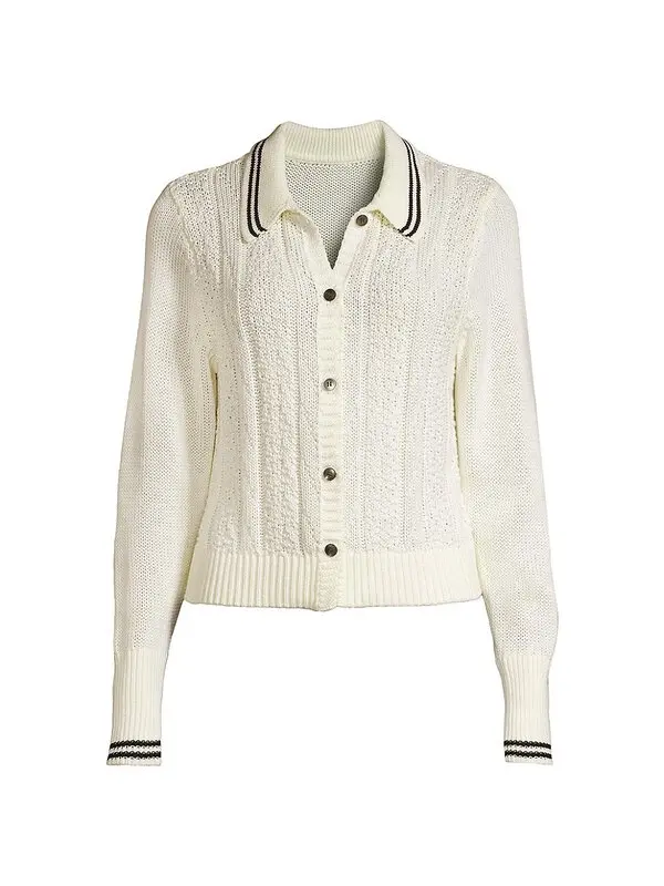 525 America Mixed-stitch Cotton Button-front Cardigan