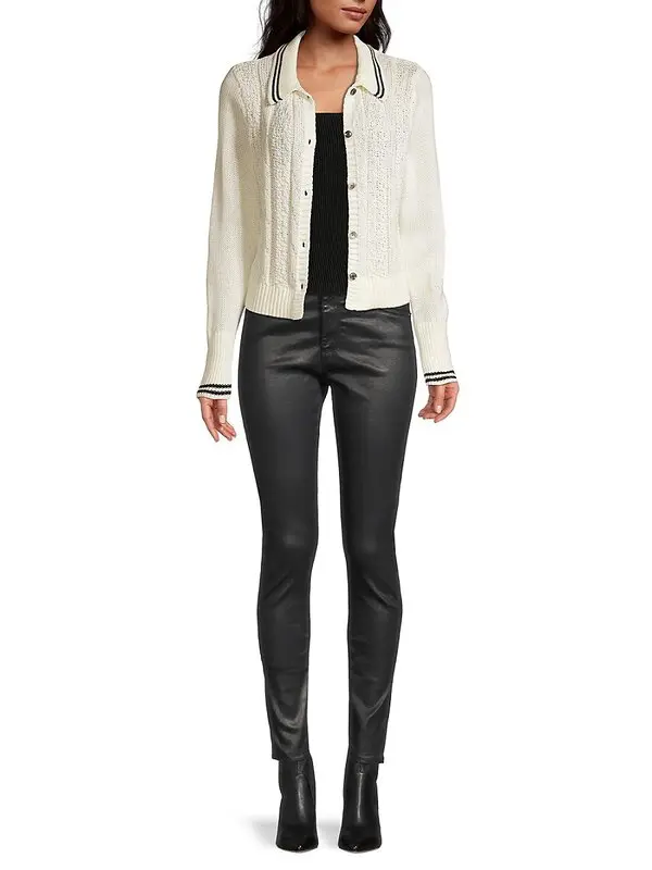 525 America Mixed-stitch Cotton Button-front Cardigan