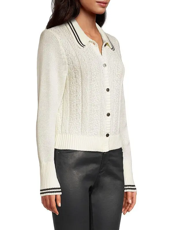 525 America Mixed-stitch Cotton Button-front Cardigan