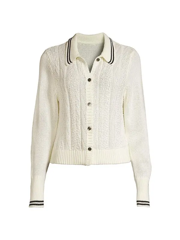 525 America Mixed-stitch Cotton Button-front Cardigan