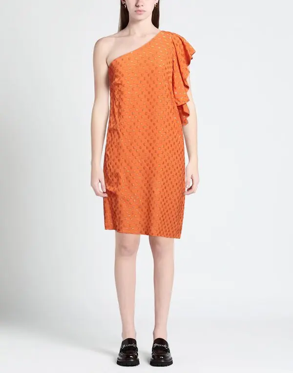 L' AUTRE CHOSE Midi One-shoulder Dress - Orange
