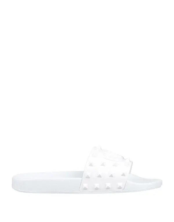 Valentino Garavani Natural Rubber Pool Slides - White