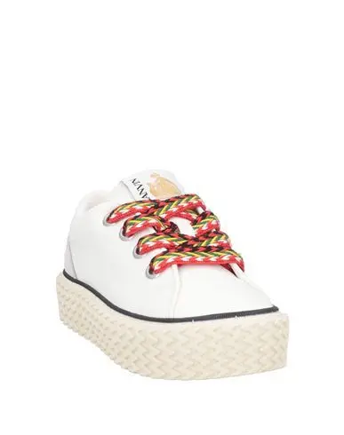 LANVIN Light Textile And Leather Trimmed Flatform Sneakers - White