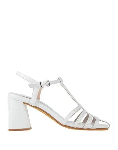LORETTA PETTINARI Leather Ankle Strap Sandals - White