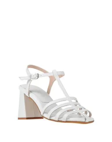 LORETTA PETTINARI Leather Ankle Strap Sandals - White