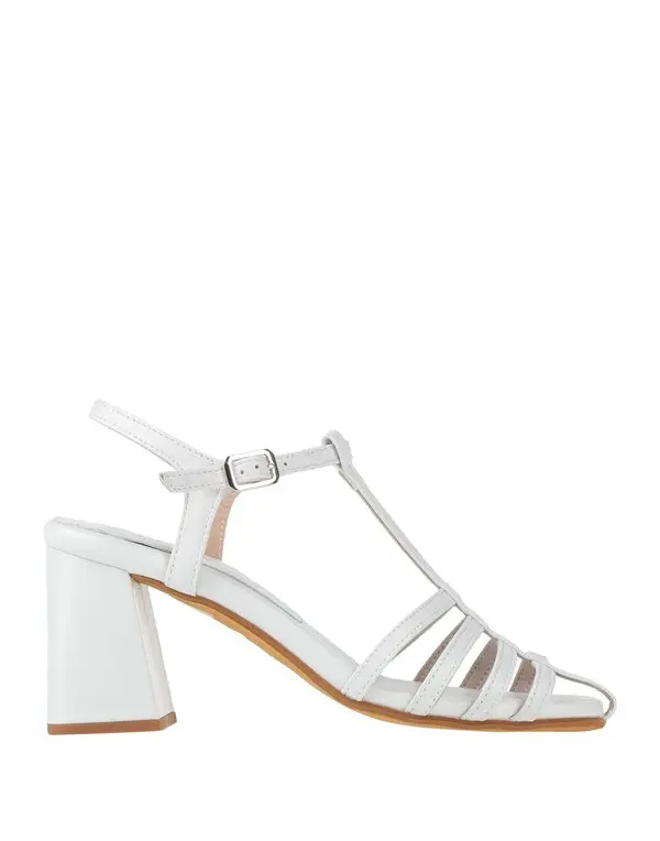 LORETTA PETTINARI Leather Ankle Strap Sandals - White