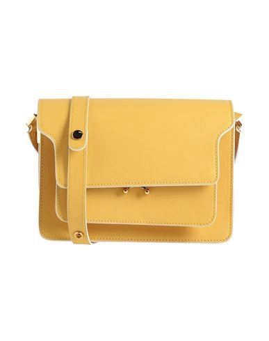 Marni Textured Leather Crossbody Bag With Brass Hardware - Yellow