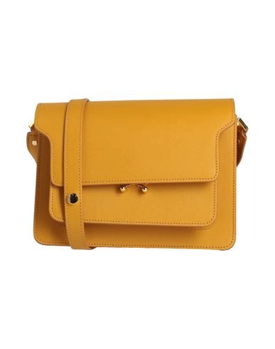 Marni Textured Leather Crossbody Bag With Brass Hardware - Yellow