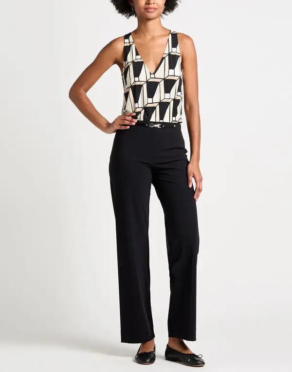 SIYU Geometric Print Sleeveless V-neck Top