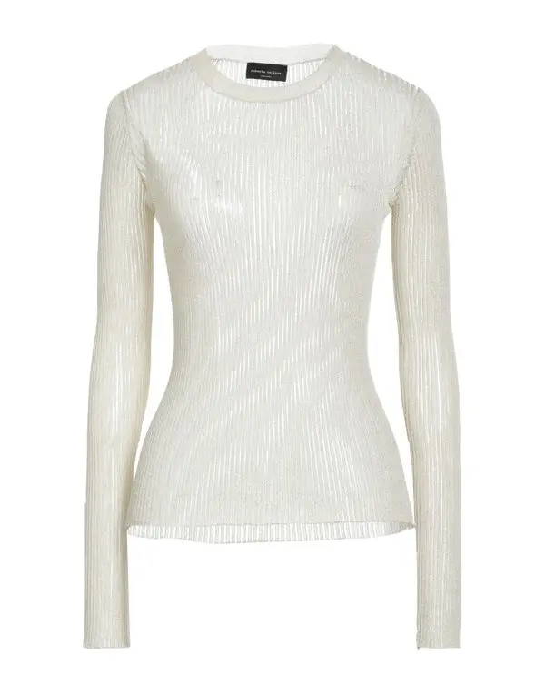 ROBERTO COLLINA Knitted Lamé Sweater - White