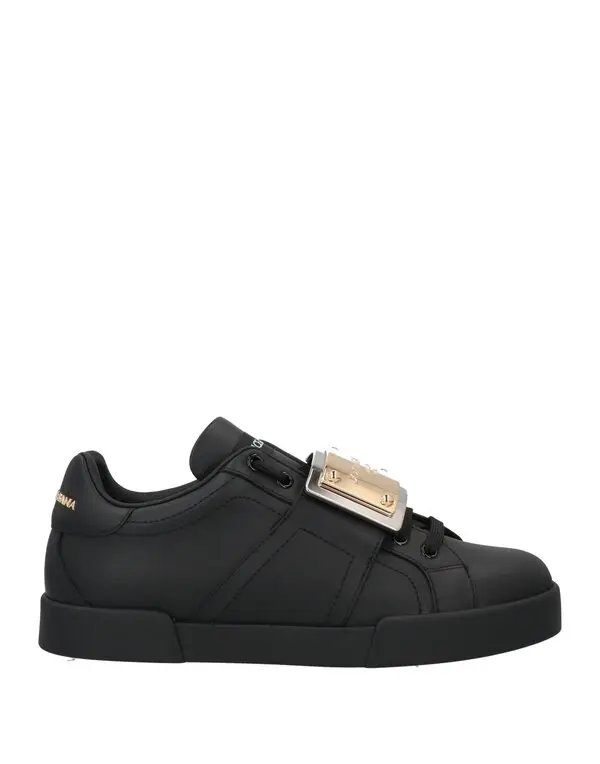 Dolce & Gabbana Leather Sneakers With Metal Detail