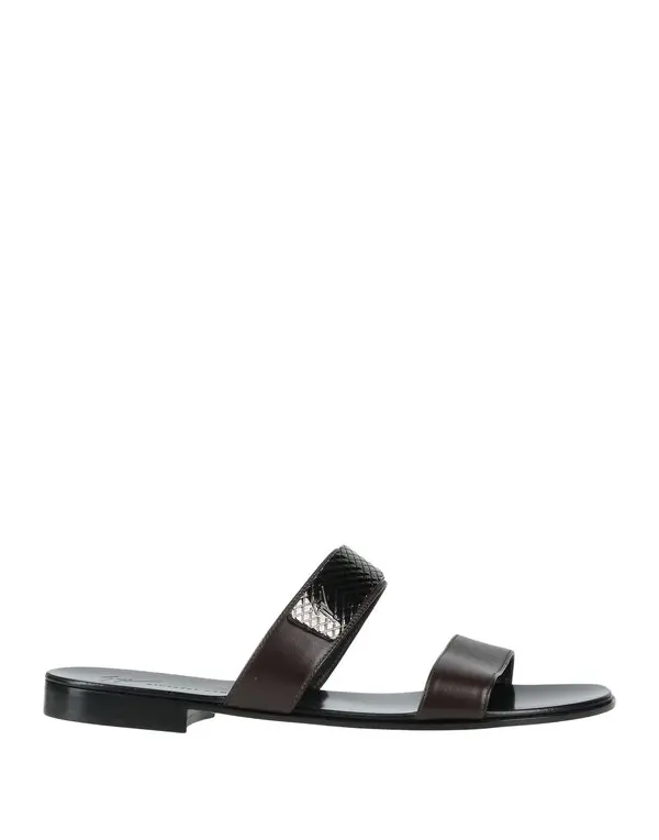 GIUSEPPE ZANOTTI Dark Leather Sandals - Brown