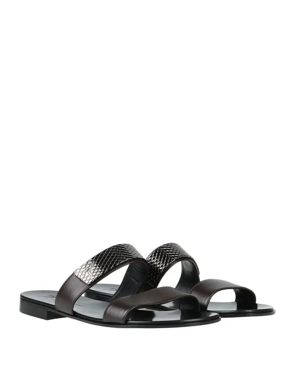 GIUSEPPE ZANOTTI Dark Leather Sandals - Brown
