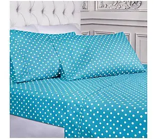 SUPERIOR 600 Thread Count Cotton Blend Polka Do Sheets, Full - One-color